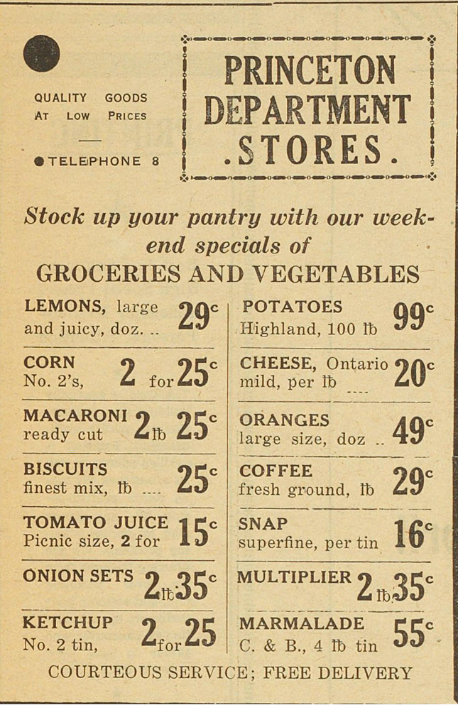Food Prices of the 1900s in British Columbia | Digitization Centre